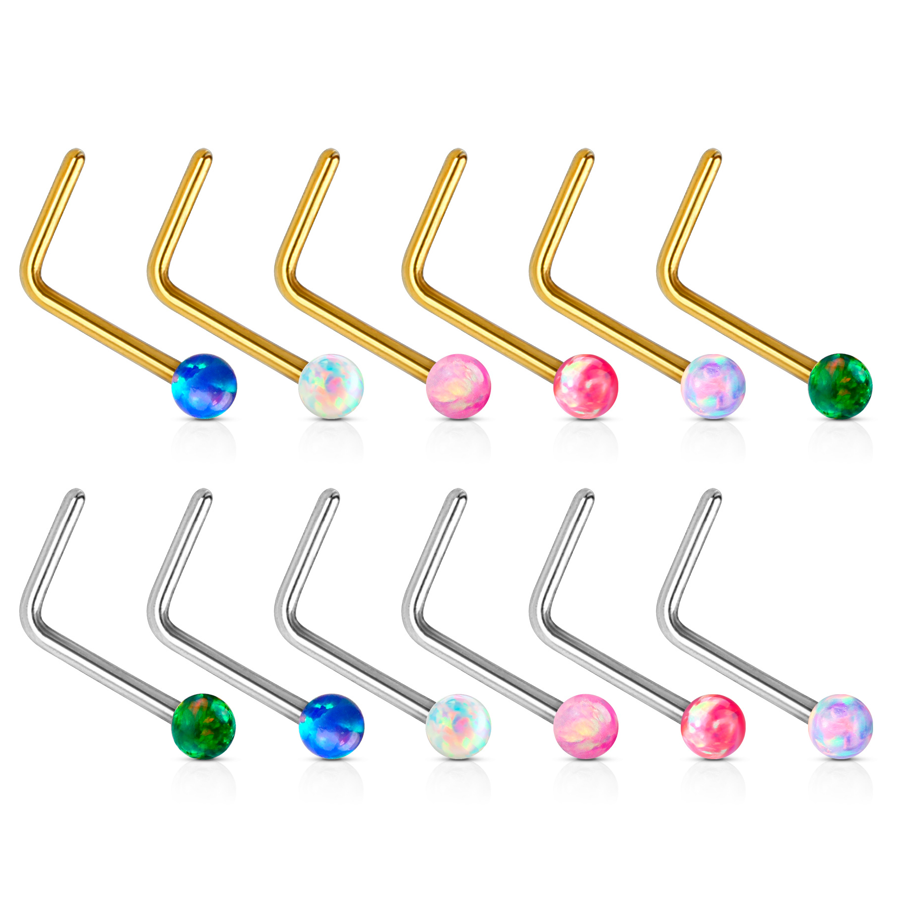 Vakkert og eksklusivt smykke til nesen av 14 karat gull med opal